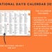 National Days Calendar Printable PDF | Landscape Horizontal Layout ...