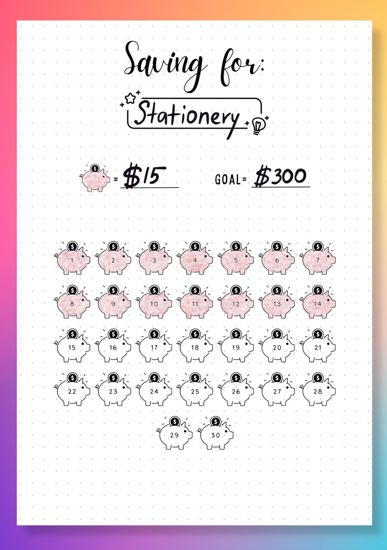 30 Day Savings Tracker Printable Savings Challenge Printable Monthly ...