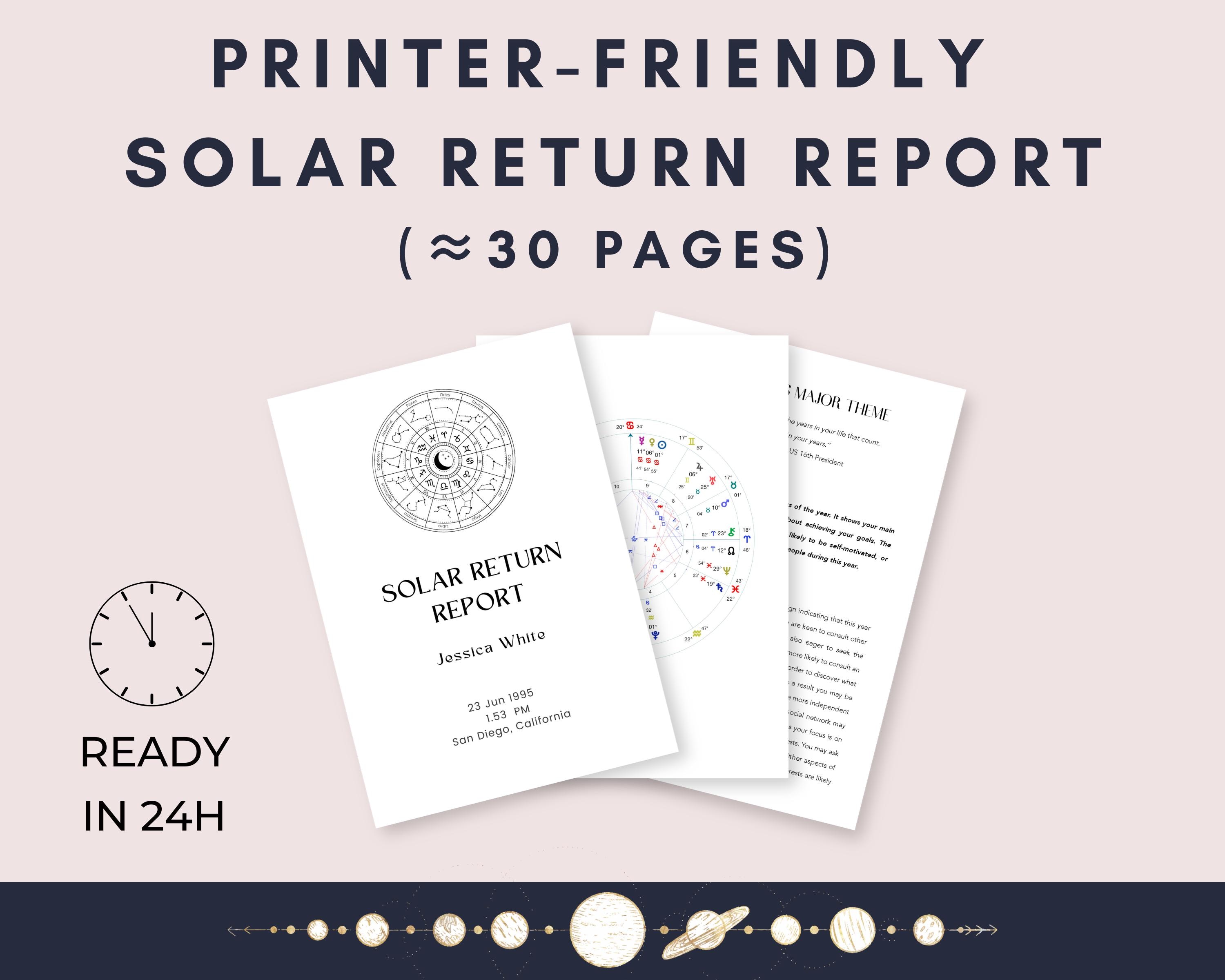 Solar Return Report, Birthday Report, Solar Revolution, Astrology ...