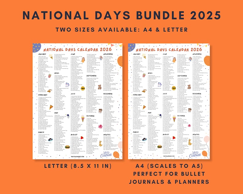 National Days Calendar Printable | 2026 National Holidays Calendar ...