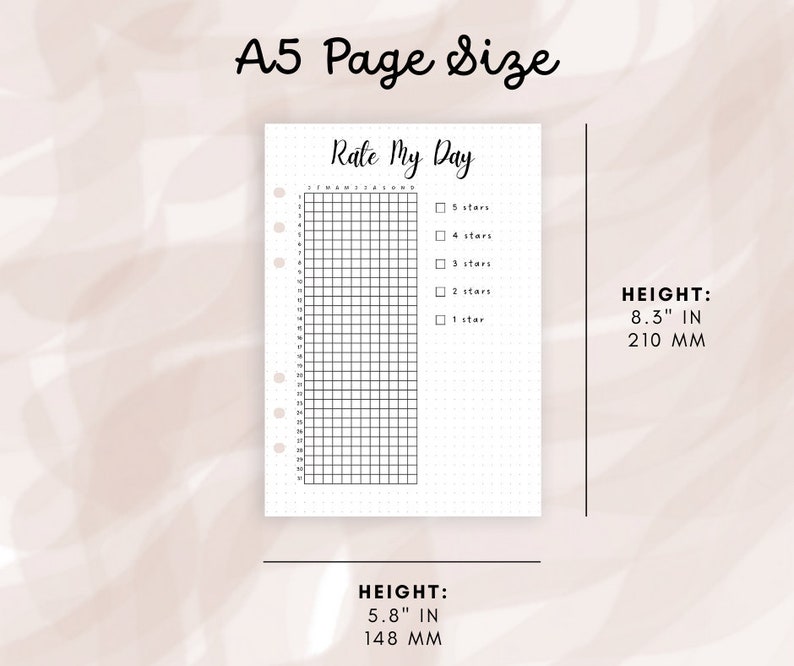 Rate My Day Bullet Journal Printable Tracker | Year in Pixels | Mood ...