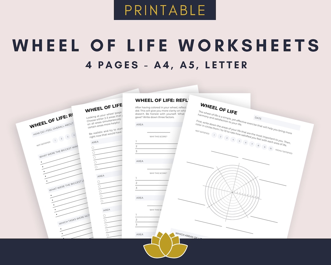Wheel of Life Worksheets: Life Balance Clarity (A4, A5, US Letter) (PDF ...