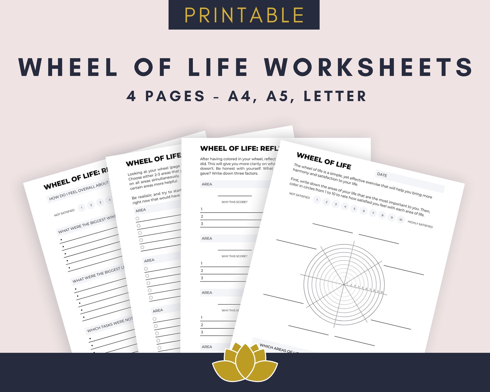 Wheel of Life Worksheets, Life Balance Wheel, A4, A5 & US Letter - Etsy