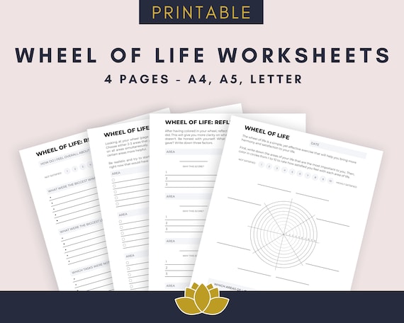 Wheel of Life Worksheets Life Balance Wheel A4 A5 & US | Etsy