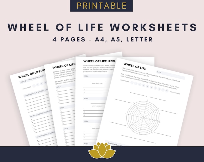 Wheel of Life Worksheets Editable Canva Template | Life Balance Wheel ...