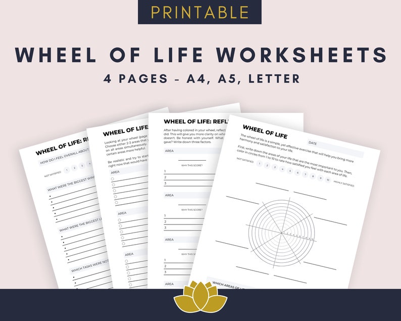 Wheel of Life Worksheets, Life Balance Wheel, A4, A5 & US Letter - Etsy