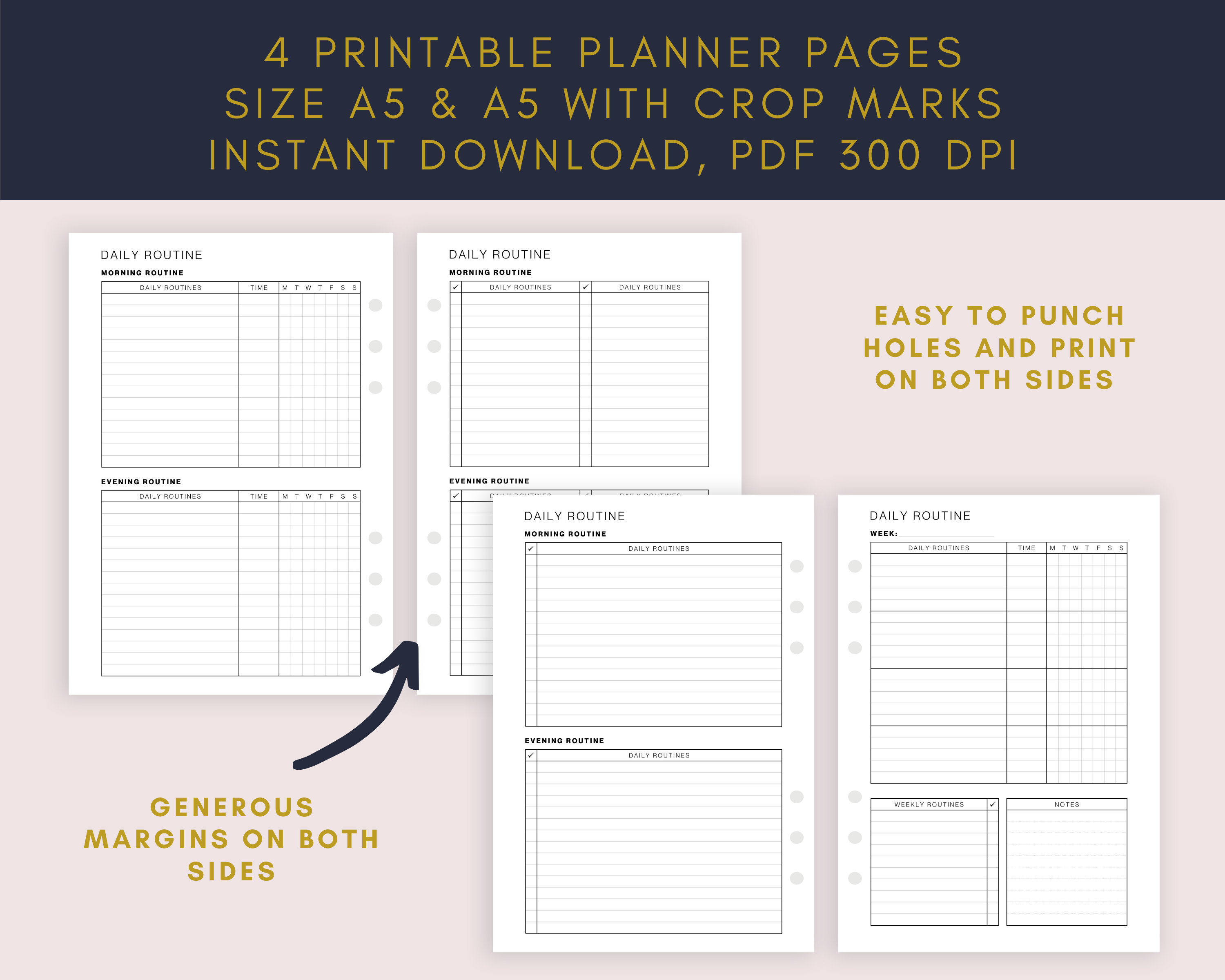 Morning & Evening Routine Checklist Printable A5 Daily Habit Tracker - Etsy