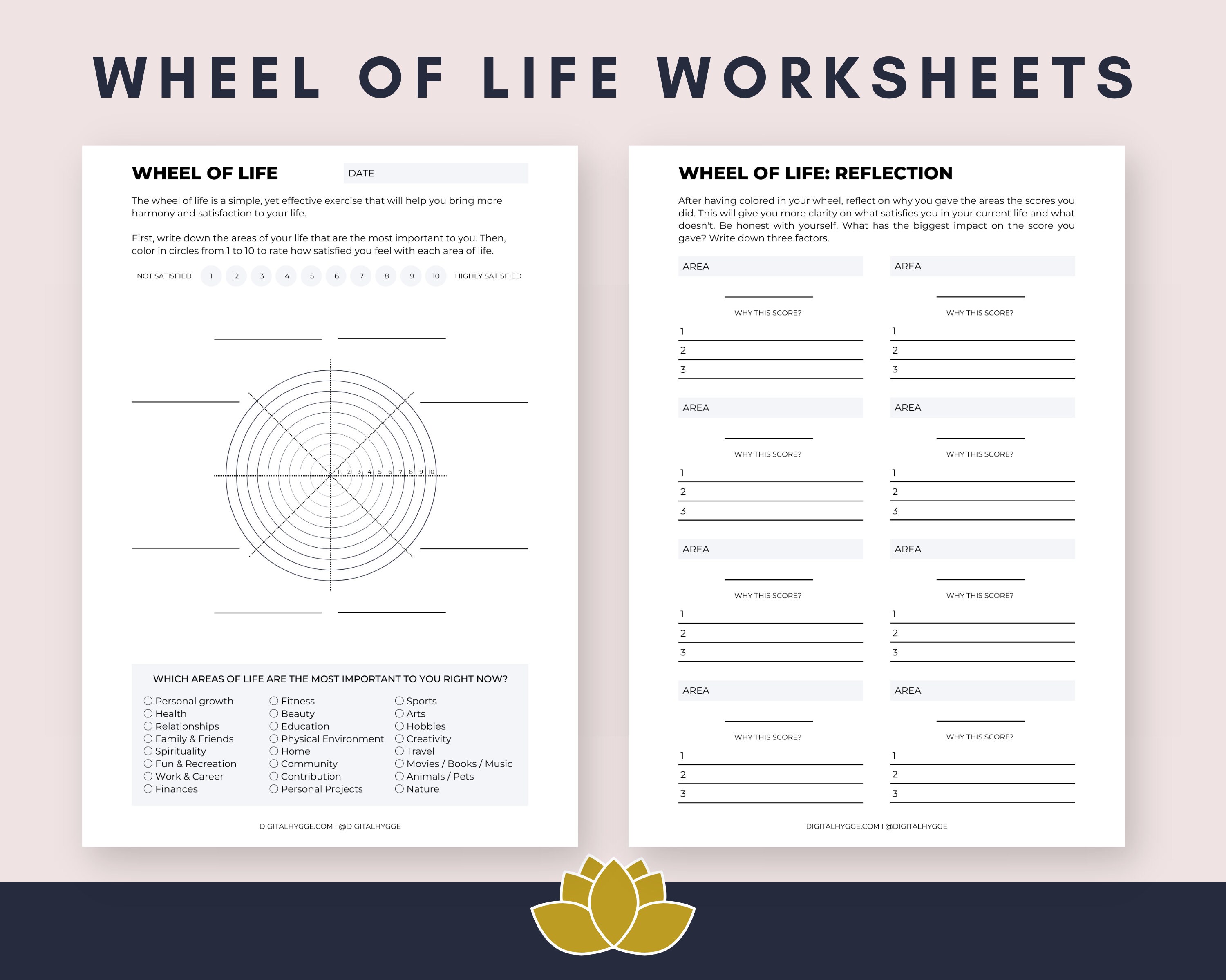 Wheel of Life Worksheets, Life Balance Wheel, A4, A5 & US Letter - Etsy