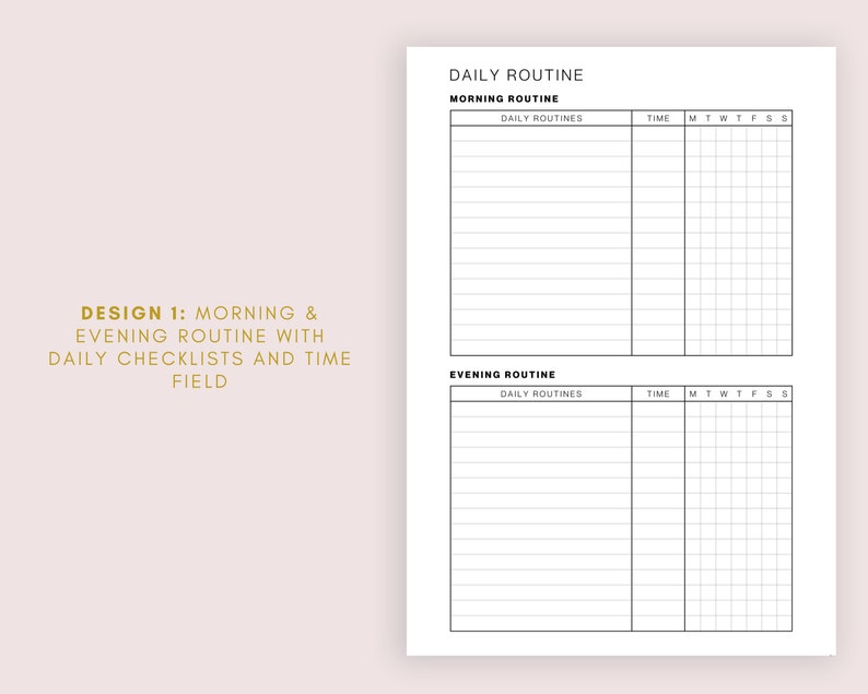 Morning & Evening Routine Checklist Printable A5 | Daily Habit Tracker ...