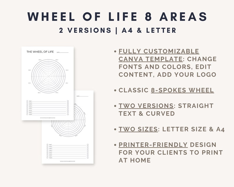 Wheel of Life 8 Areas Canva Template | Coaching Wheel | Life Balance ...
