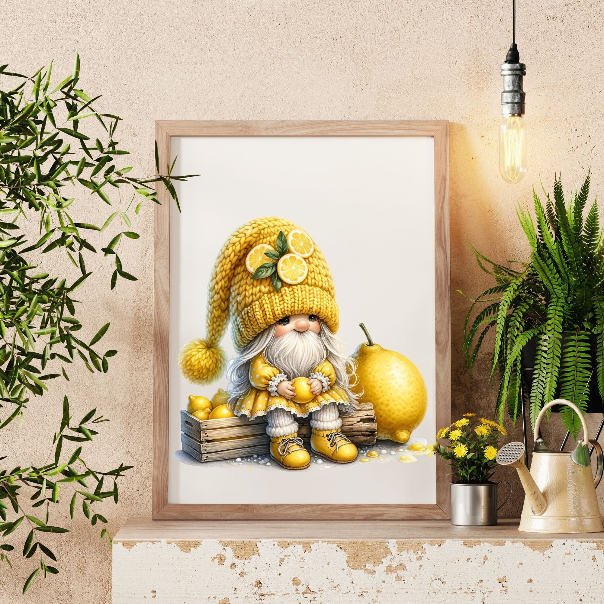 Watercolor Lemon Gnome Clipart, Lemon Gnome Clipart, Cute Gnome PNG ...