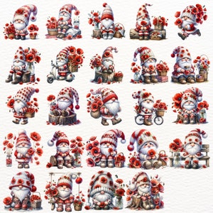 Watercolor Poppy Gnome Clipart, Poppy Gnome Watercolor Clipart, Spring ...