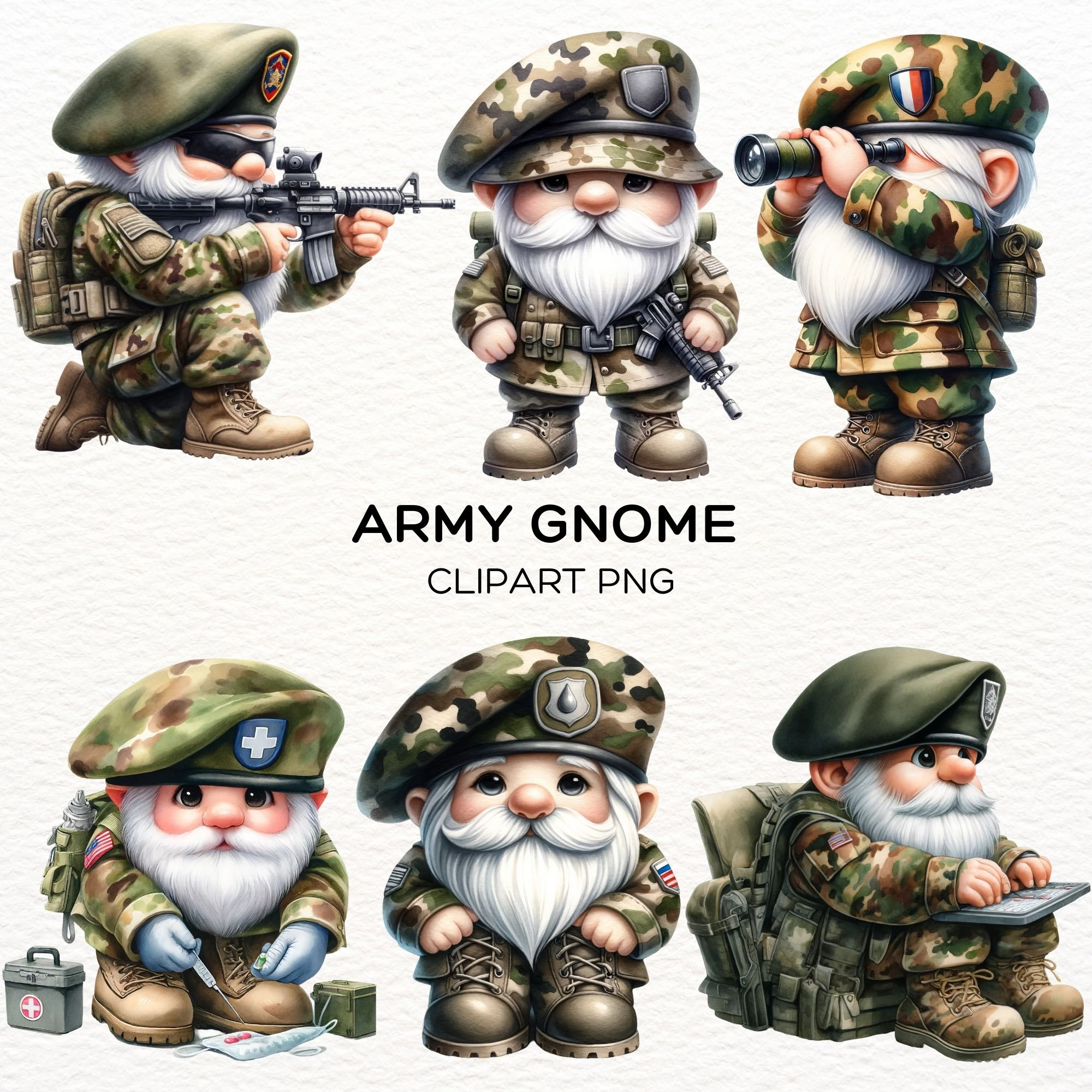 Army Gnomes Png Sublimation Design, Military Gnome, Soldier Gnome ...