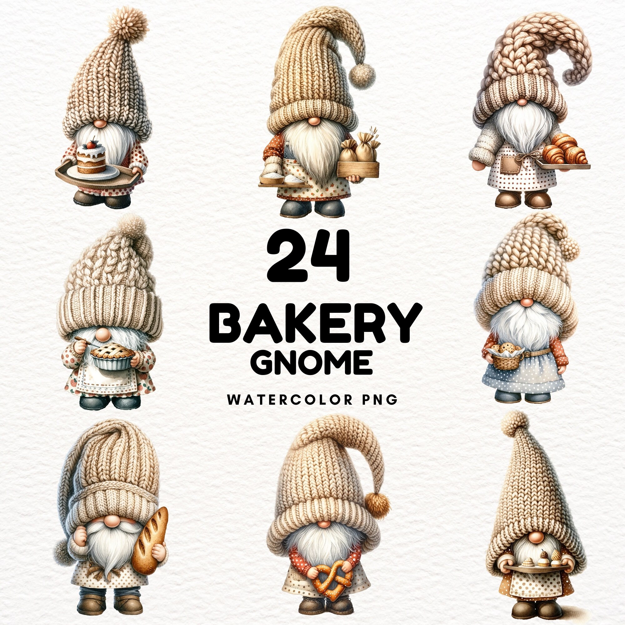 Bakery Gnome Watercolor Clipart, Bakery Gnome Clipart, Baker Gnome ...