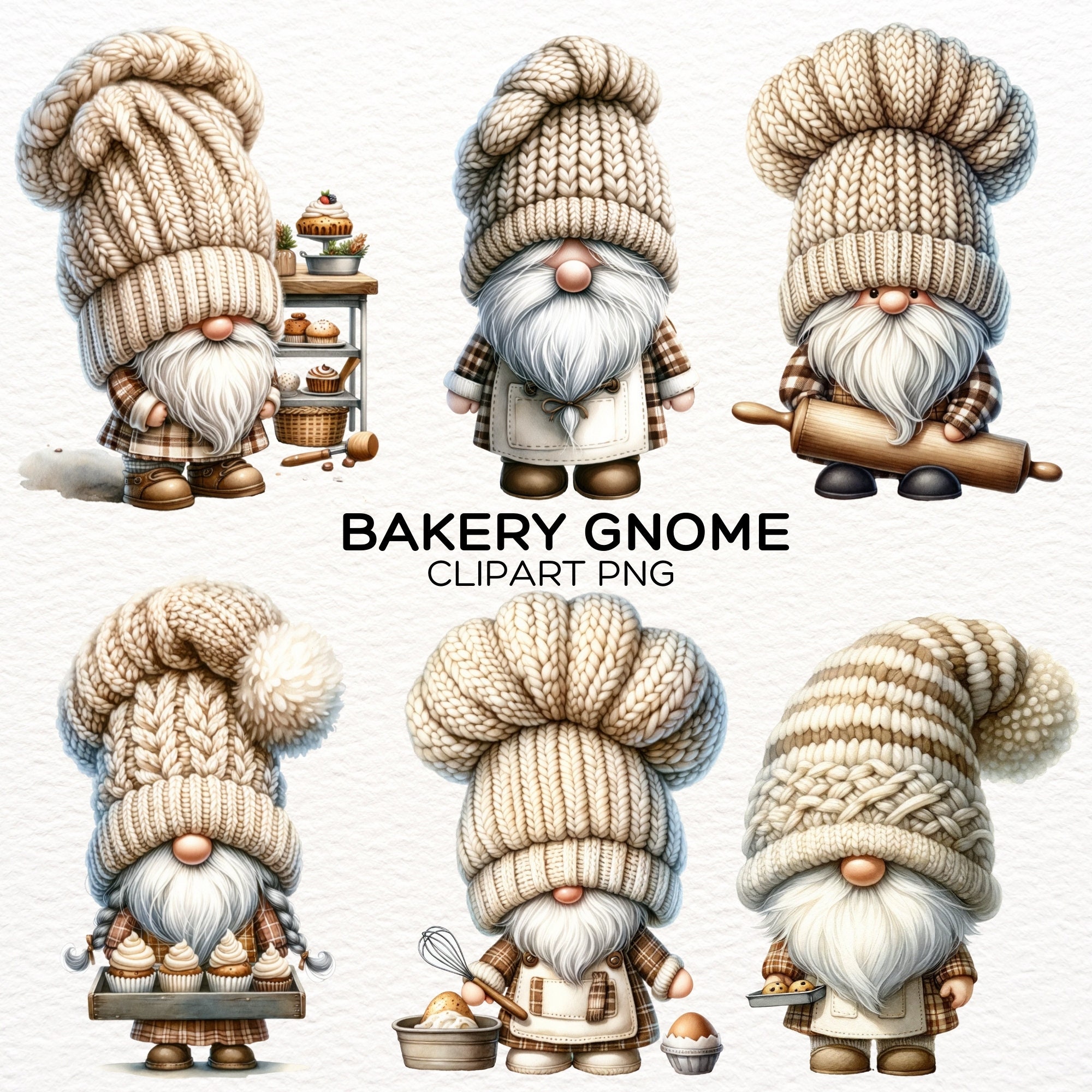 Bakery Gnome Watercolor Clipart, Bakery Gnome Clipart, Baker Gnome ...