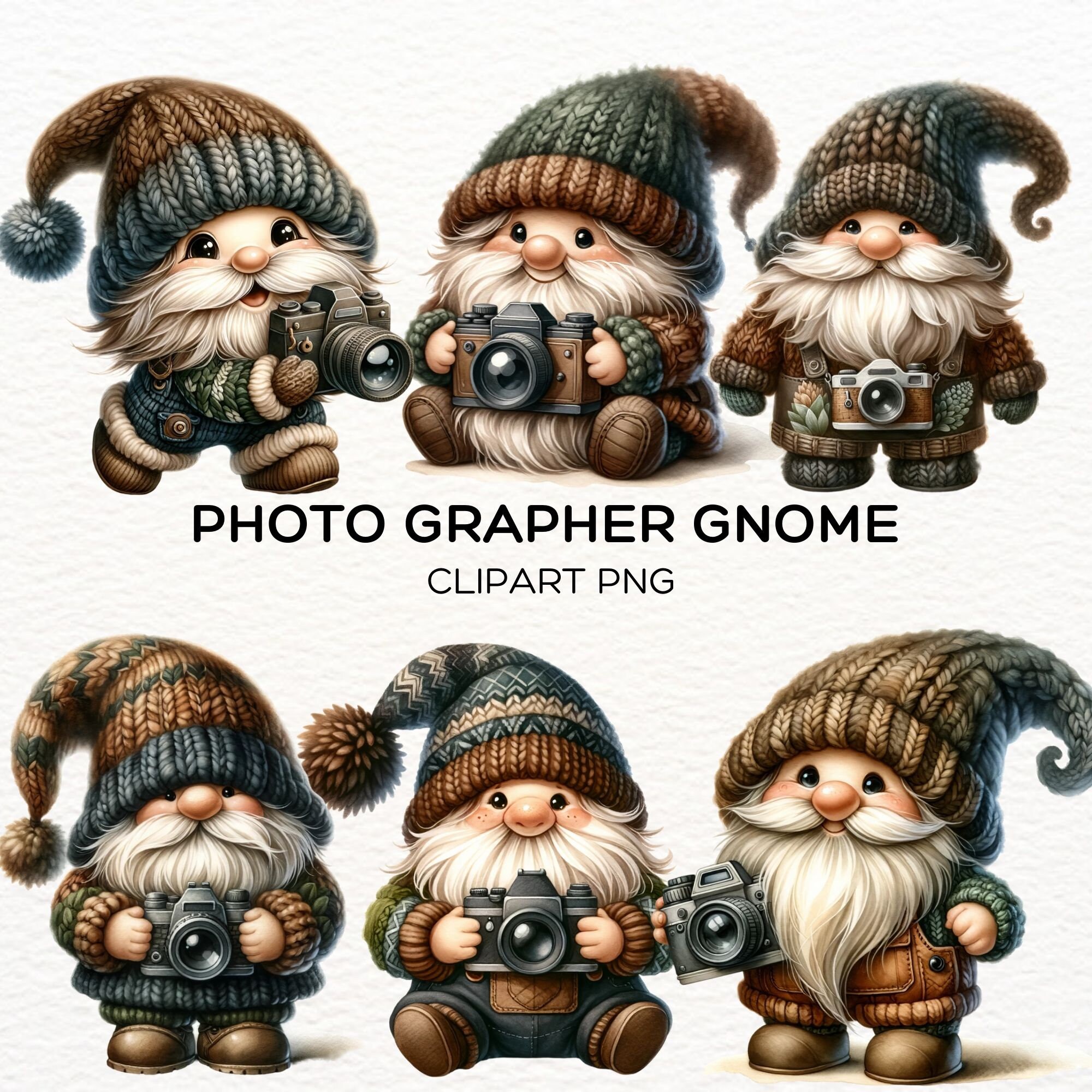 Watercolor Camera Photographer Gnome Clipart Bundle, Camera Photography ...