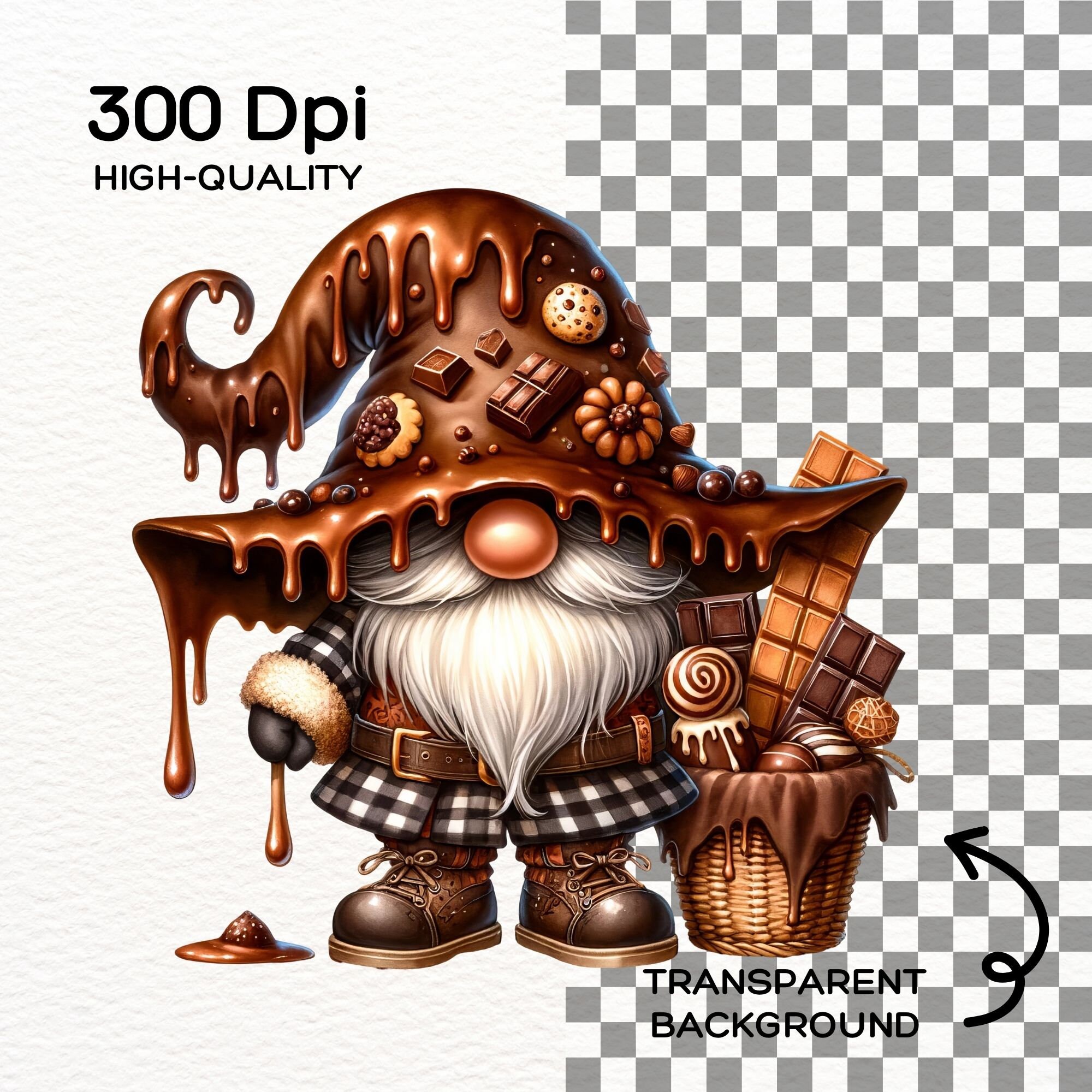 Watercolor Chocolate Gnome Clipart Bundle Png, Chocolate Gnome ...