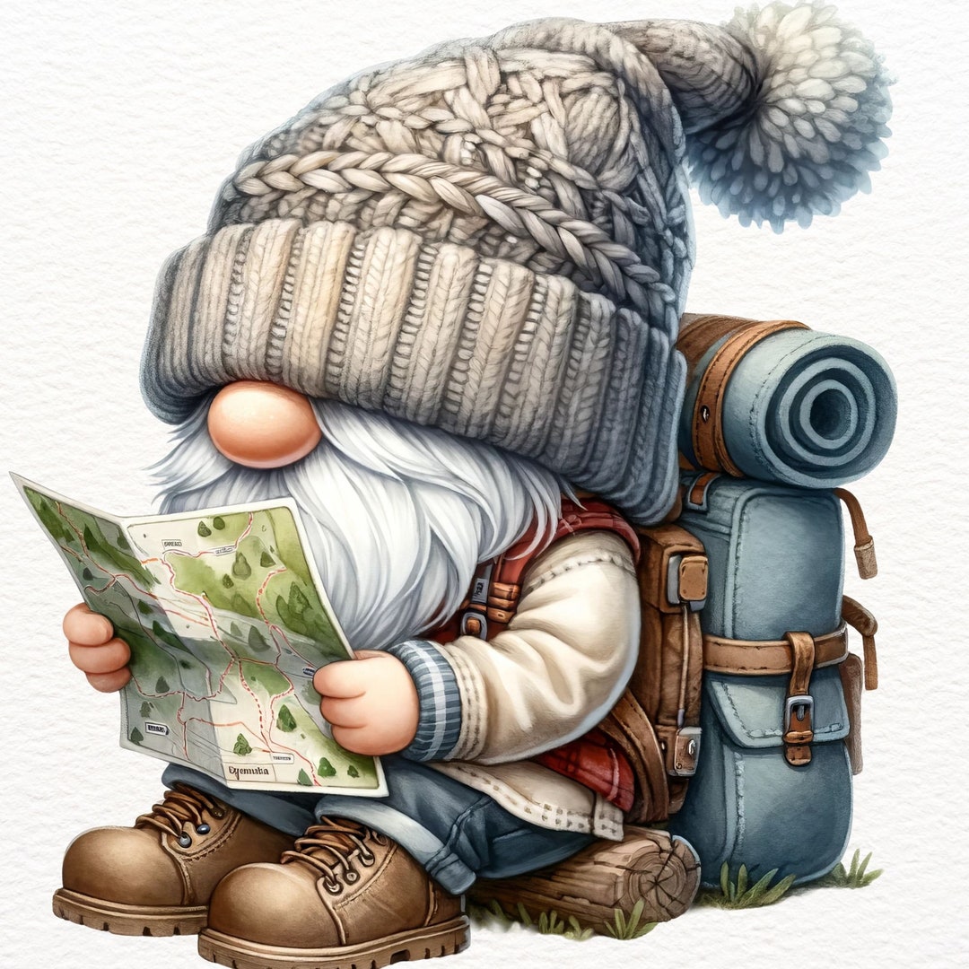 Watercolor Camping Gnome Clipart, Camping Gnome Png, Adventure Gnome ...