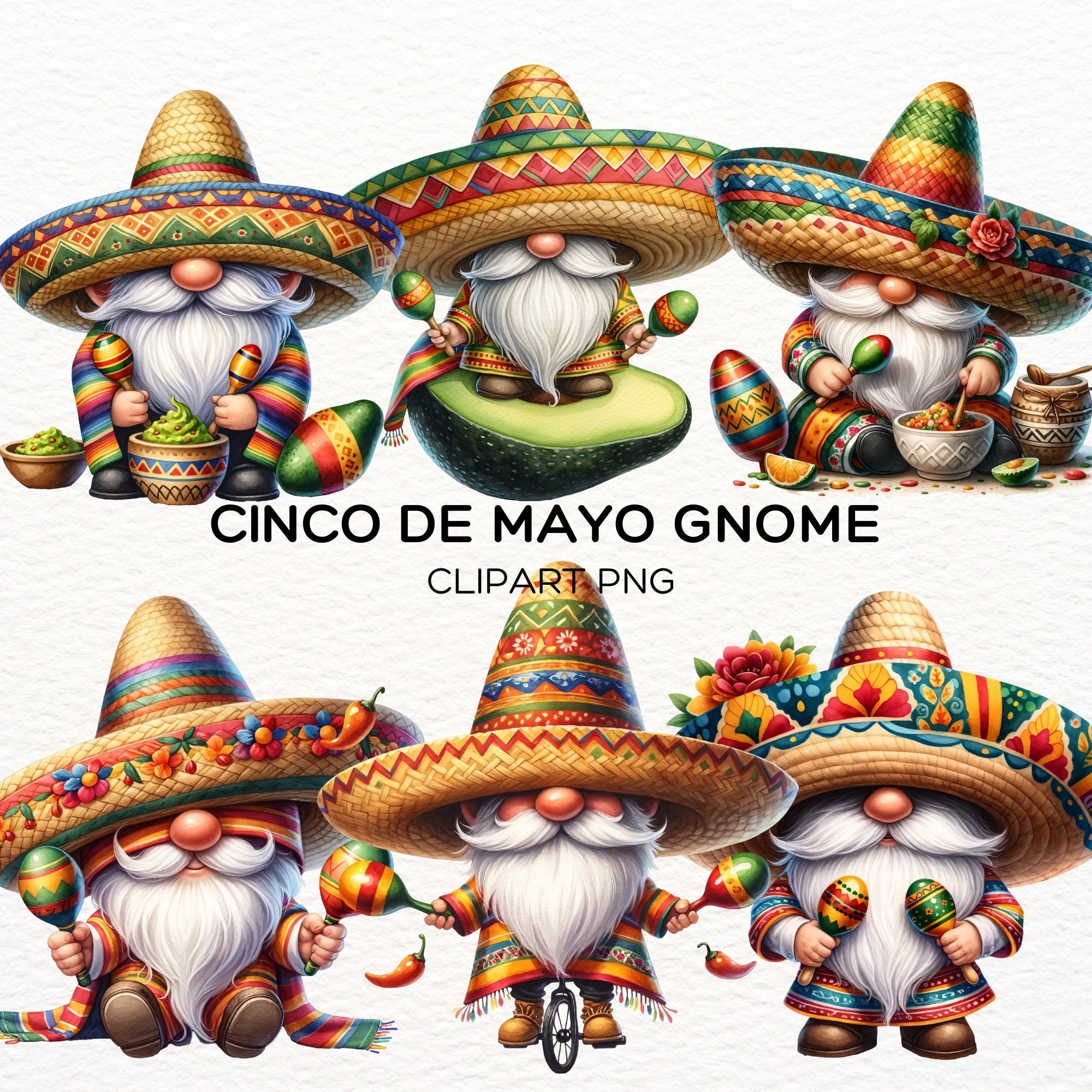 Cinco De Mayo Watercolor Gnomes PNG Clipart, Mexican Gnomes PNG, Cinco ...