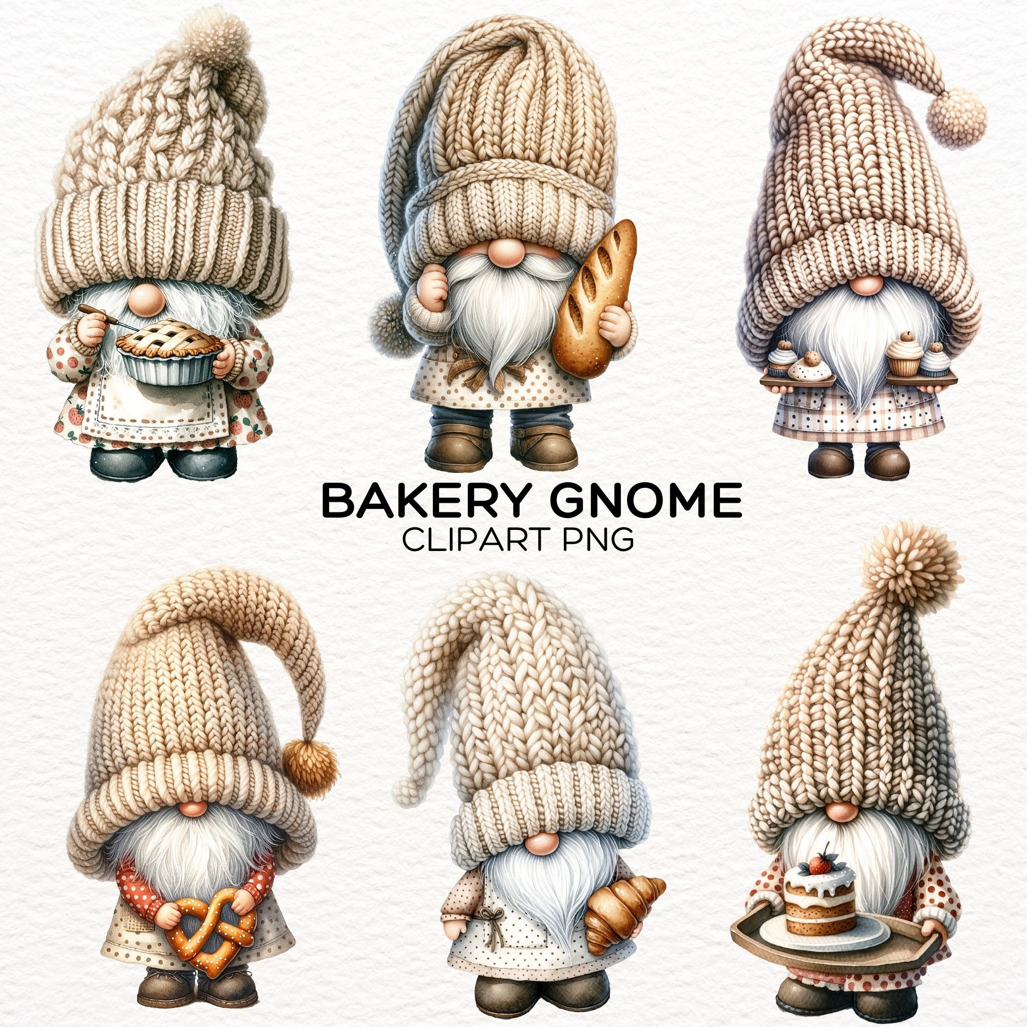 Bakery Gnome Watercolor Clipart, Bakery Gnome Clipart, Baker Gnome ...