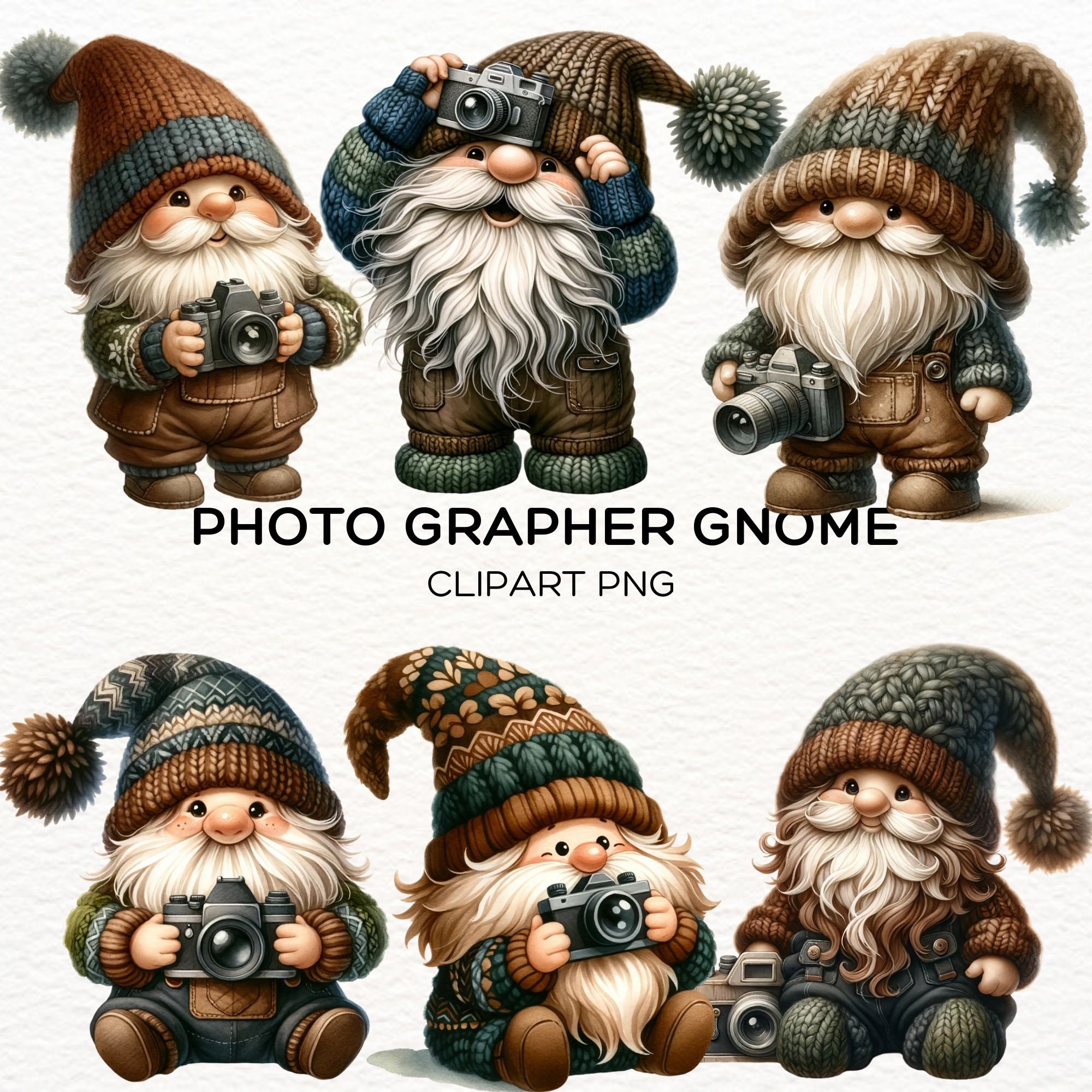 Watercolor Camera Photographer Gnome Clipart Bundle, Camera Photography ...