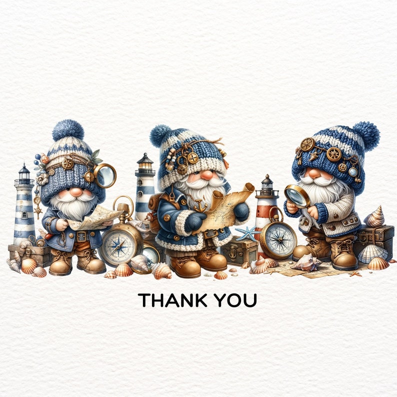 Watercolor Lighthouse Gnome Clipart Bundle, Nautical Gnome Clipart ...
