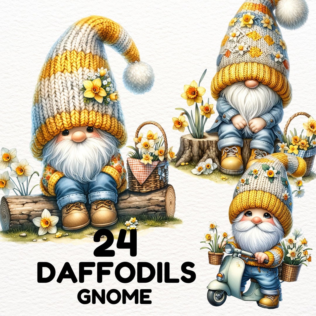 Daffodil Clipart, Gnome Clip Art, Narcissus Clipart, Daffodil Clipart, Gnome Clip Art, Spring ...