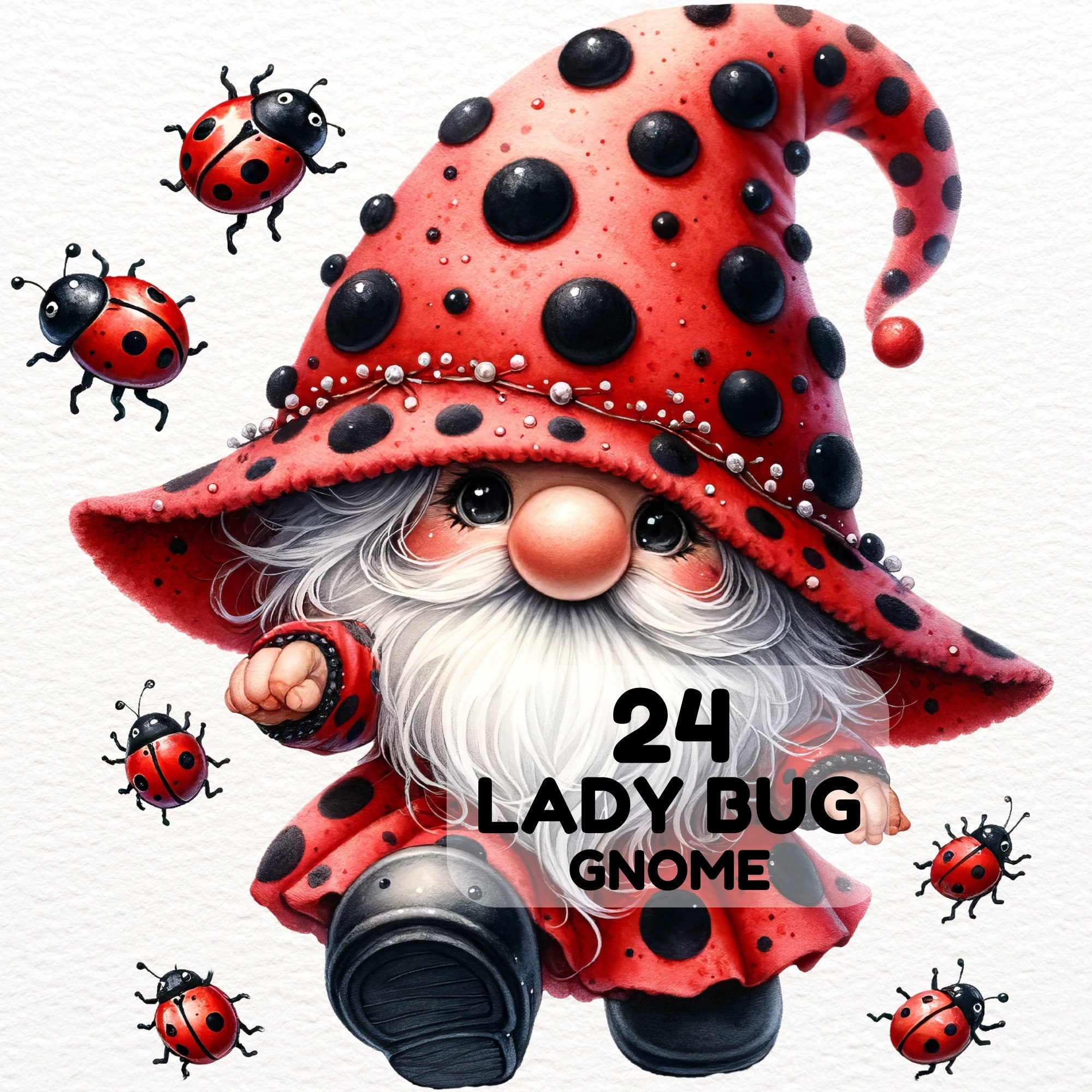 Watercolor Ladybug Gnome PNG Clipart, Ladybug Gnome, Spring Gnome ...