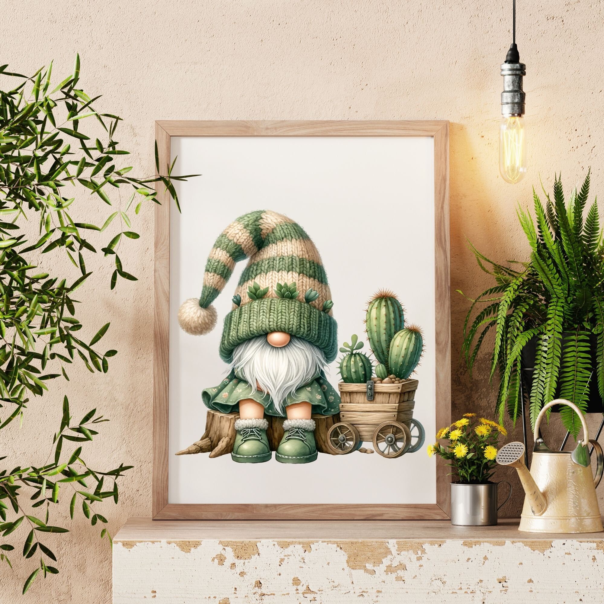 Cactus Gnome Clipart, Cute Gnomes PNG, Gnomes Sublimation, Gnomes ...