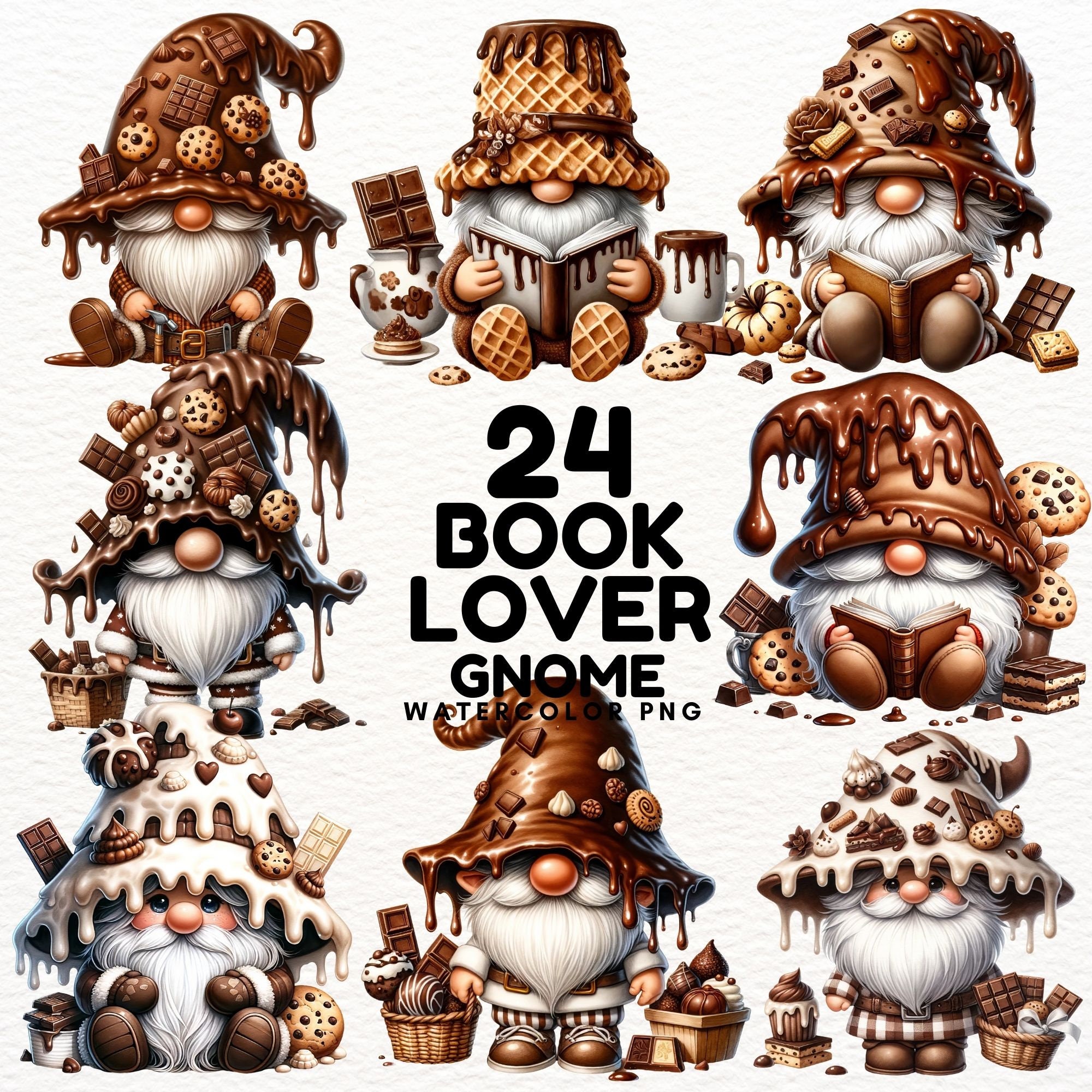 Watercolor Chocolate Gnome Clipart Bundle Png, Chocolate Gnome ...