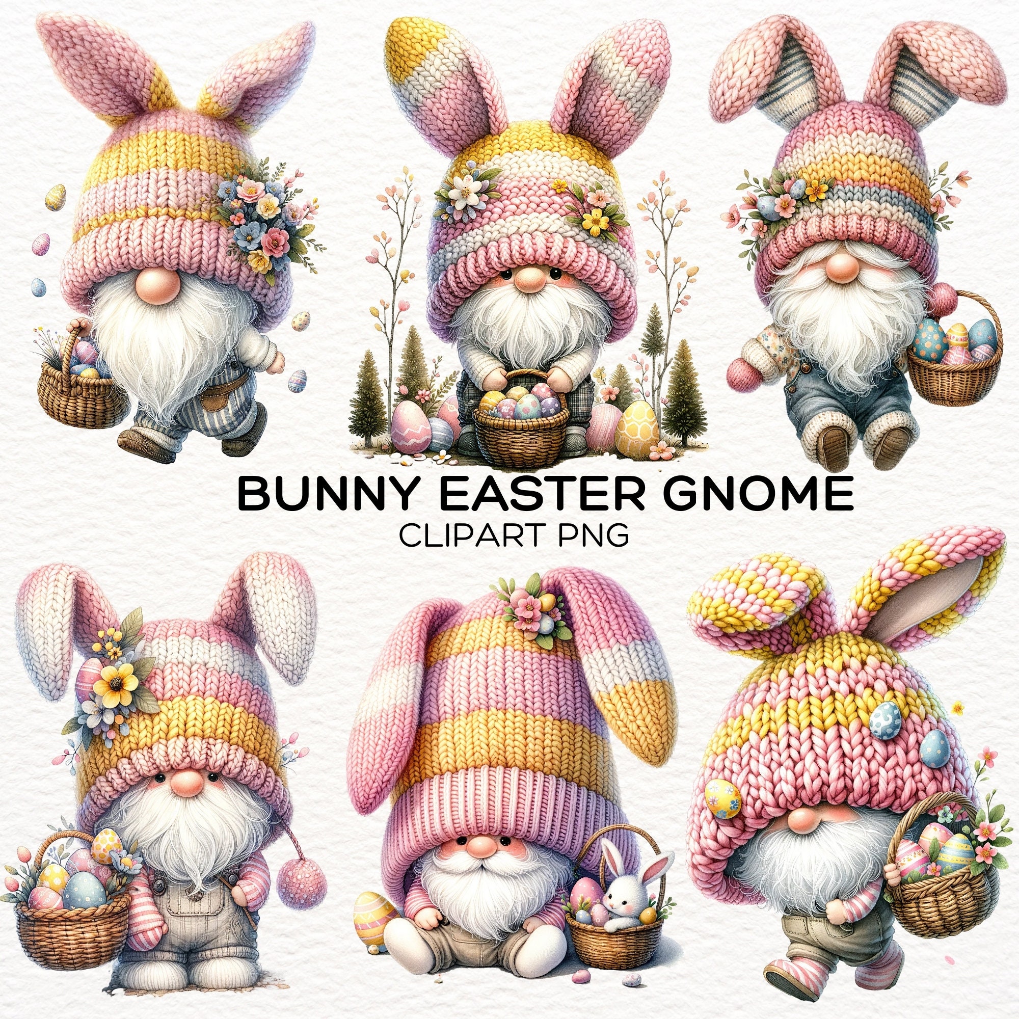 Easter Gnomes Watercolor Clipart PNG, Spring Flowers Easter Eggs ...
