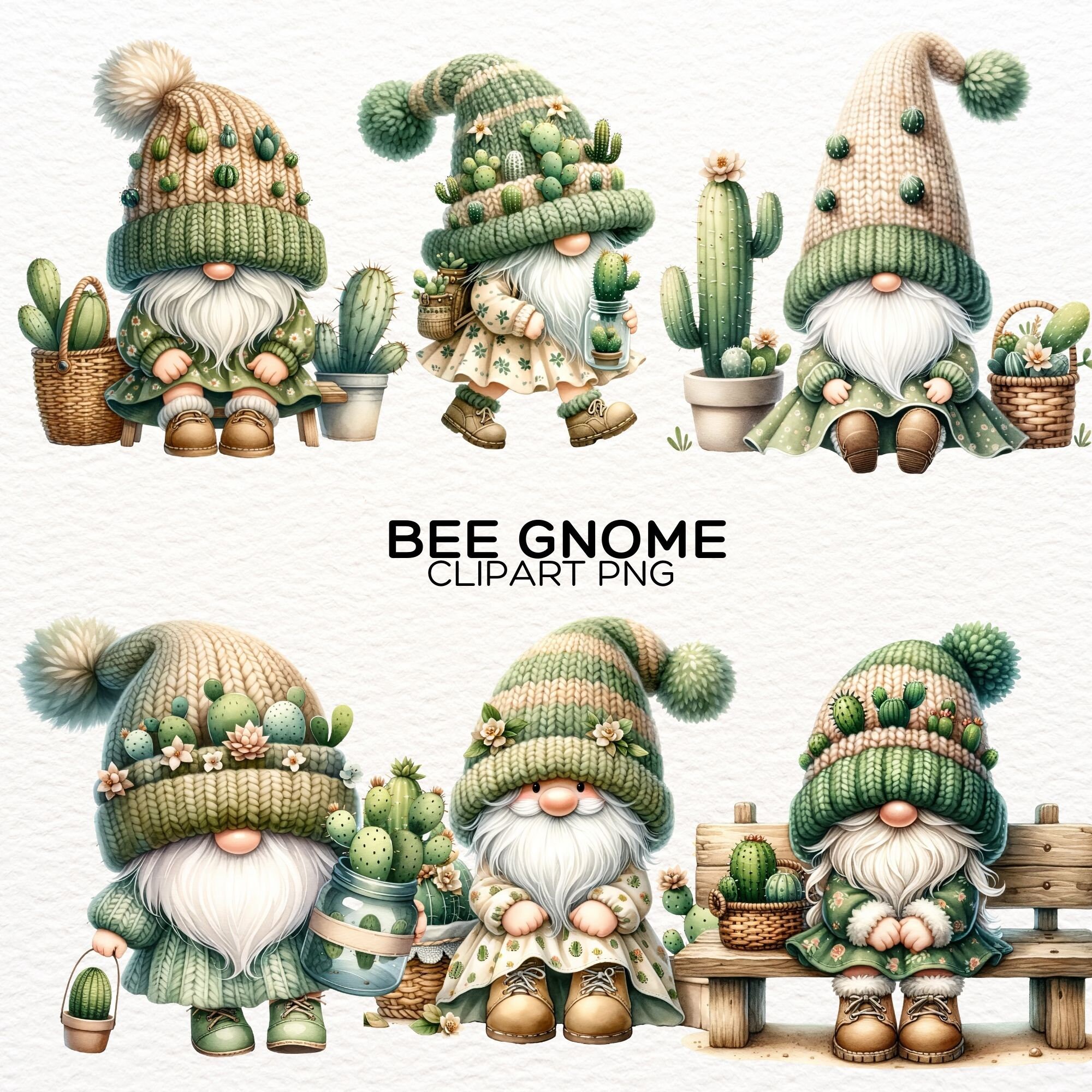 Cactus Gnome Clipart, Cute Gnomes PNG, Gnomes Sublimation, Gnomes ...