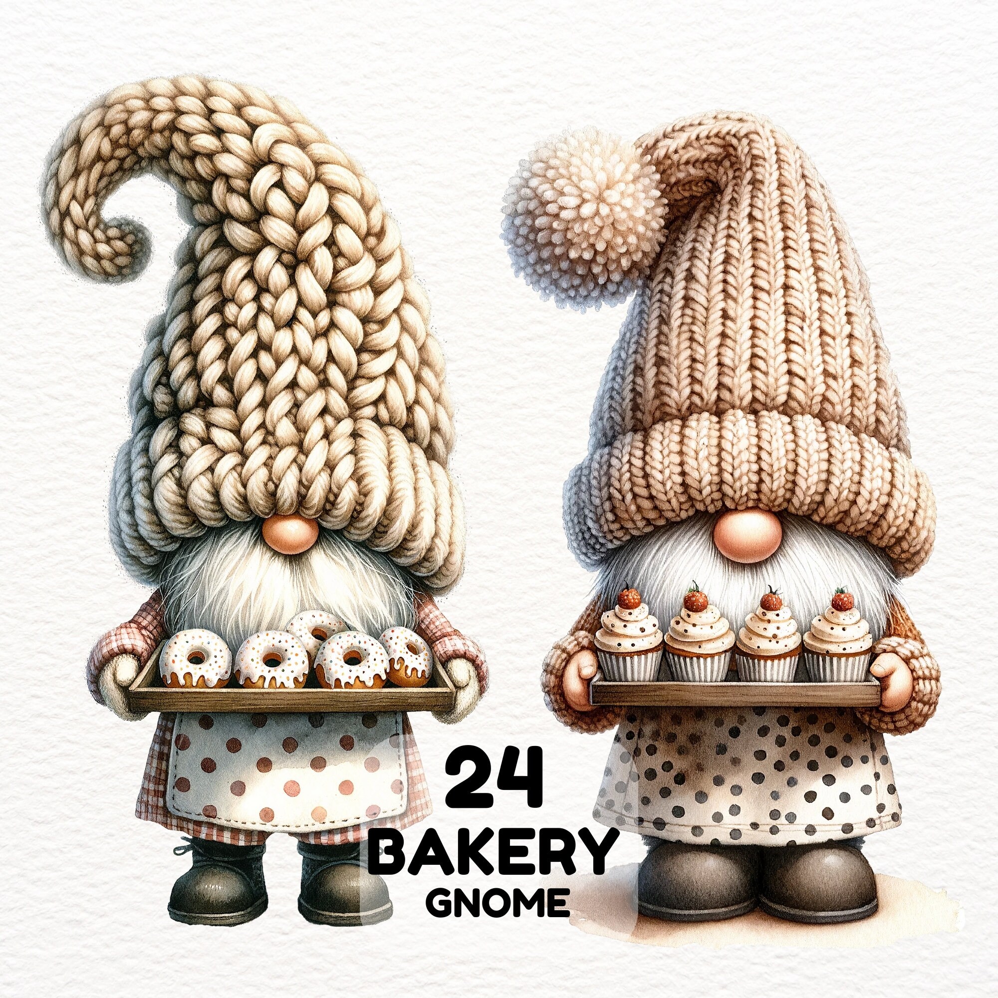 Bakery Gnome Watercolor Clipart, Bakery Gnome Clipart, Baker Gnome ...