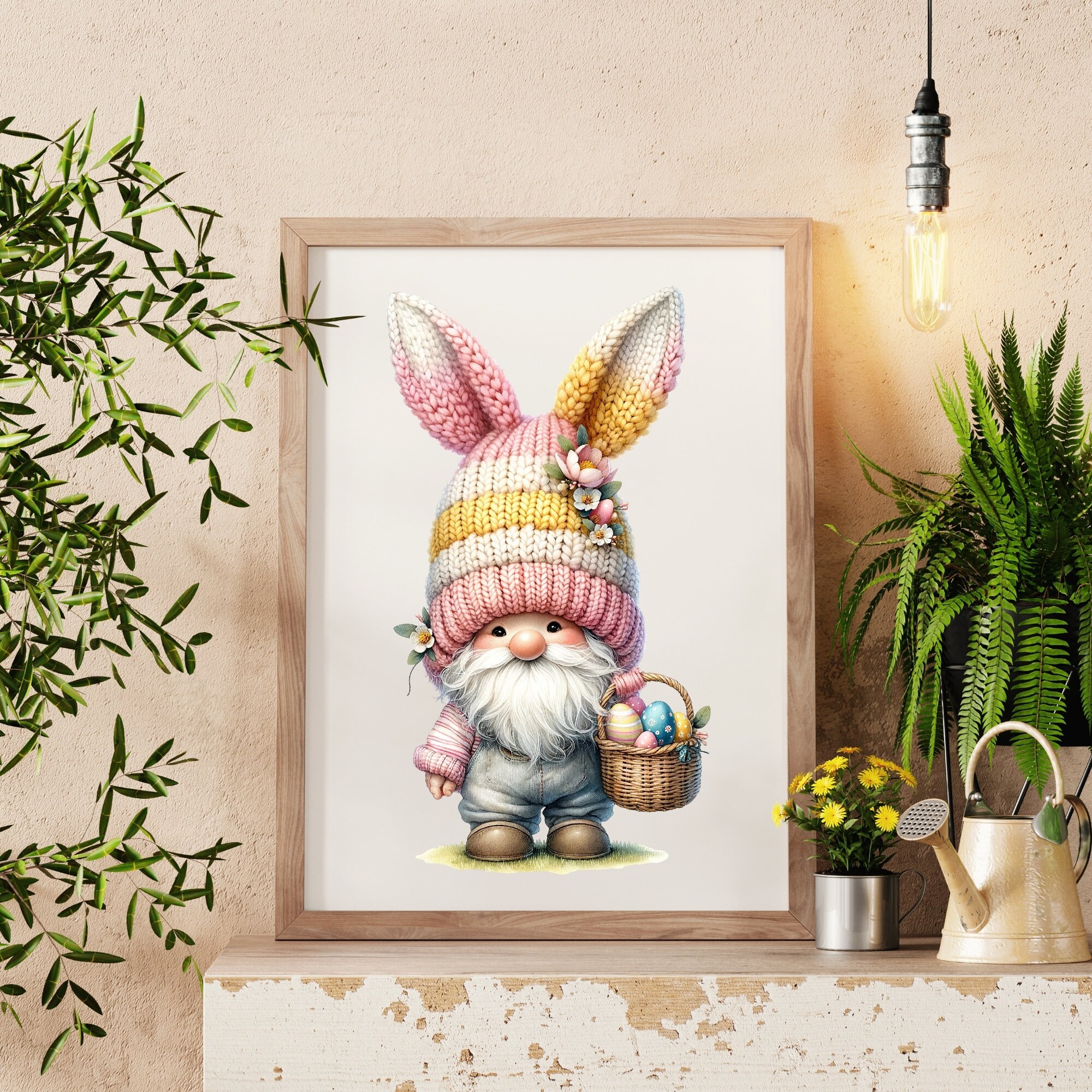 Easter Gnomes Watercolor Clipart PNG, Spring Flowers Easter Eggs ...