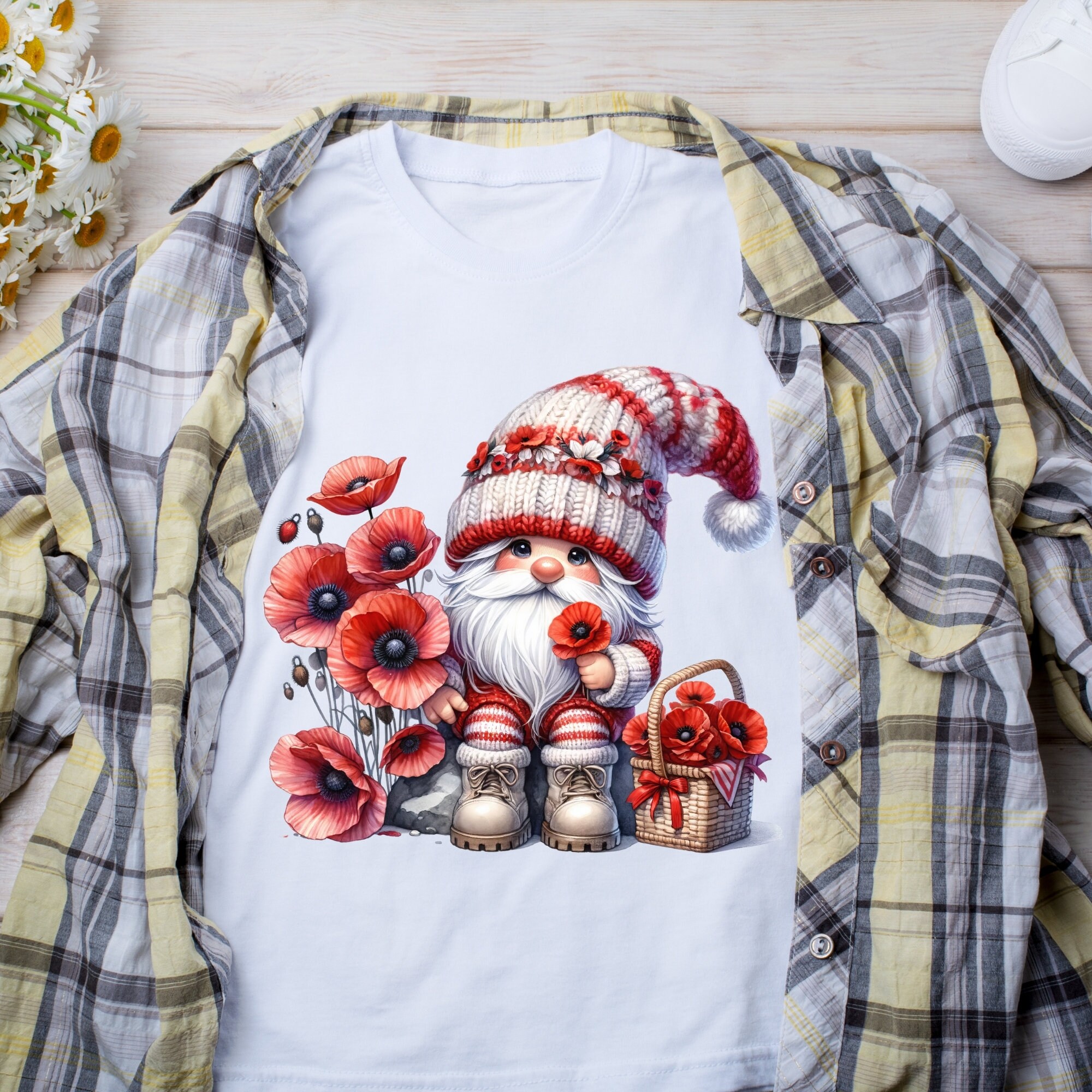 Watercolor Poppy Gnome Clipart, Poppy Gnome Watercolor Clipart, Spring ...