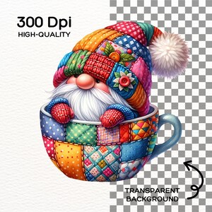 Watercolor Patchwork Gnomes Clipart, Patchwork Gnomes Clipart Bundle, Cottagecore Gnomes, Cute ...