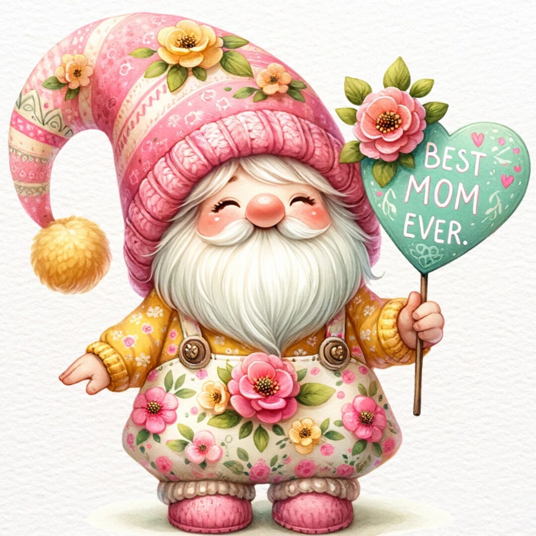 Watercolor Mothers Day Gnomes Clipart, Mother's Day Gnome Clipart ...