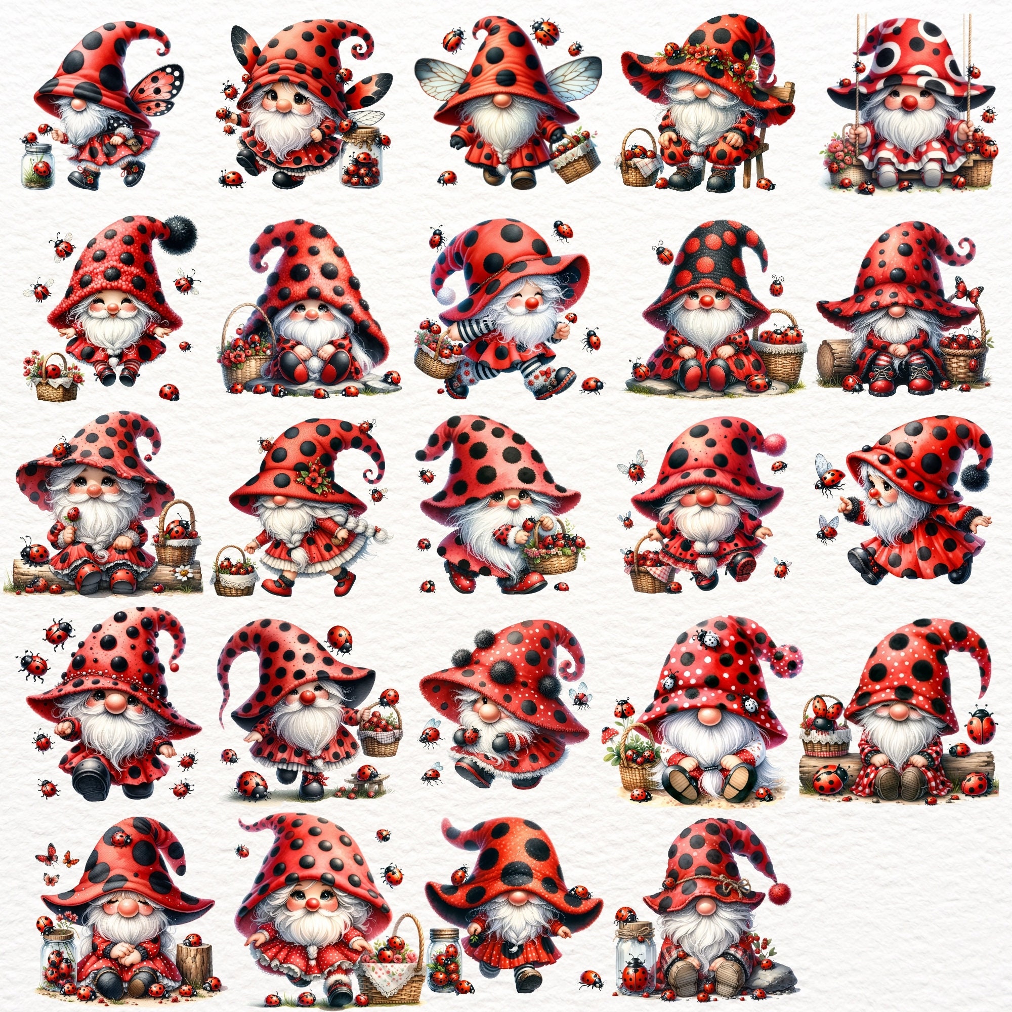 Watercolor Ladybug Gnome PNG Clipart, Ladybug Gnome, Spring Gnome ...