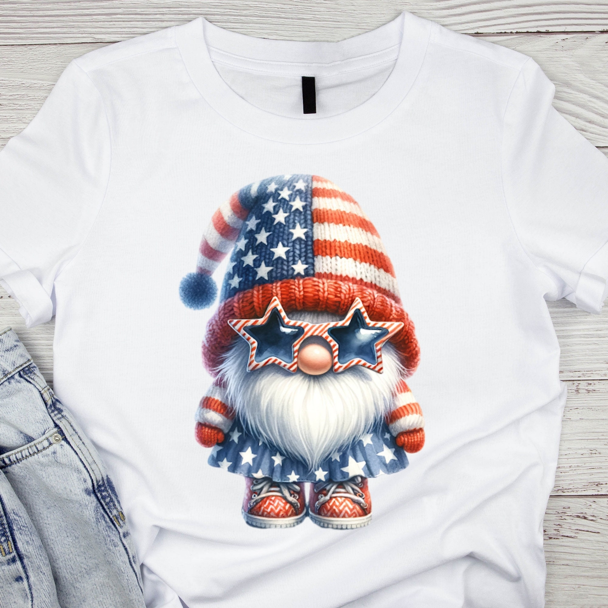Watercolor Patriotic Gnome Clipart, Memorial Day Gnome Clipart, 4th of ...
