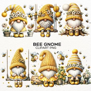 Watercolor Bee Gnomes Clipart, Gnome Bee Clipart, Bee Clipart, Bee ...