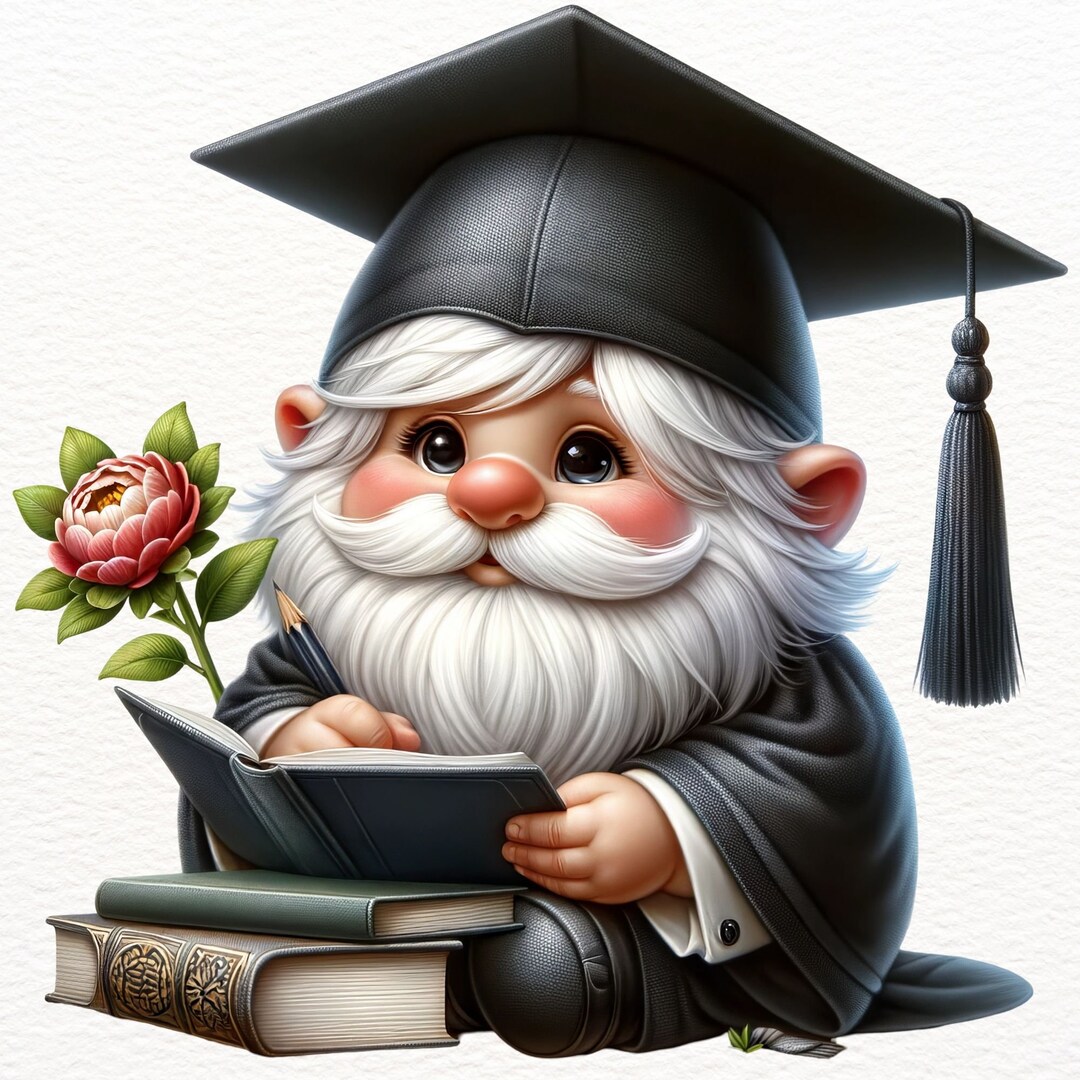 Watercolor Graduation Gnome Clipart PNG, Graduate Gnome Sublimation ...