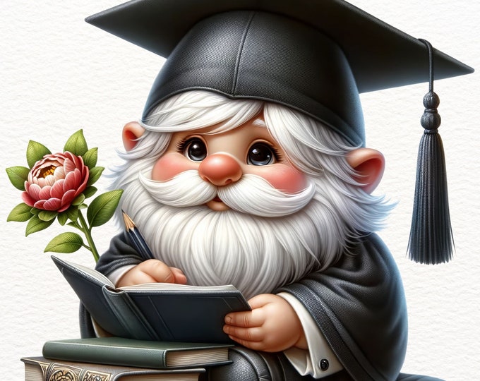 Graduation Gnome Clipart PNG Collection | Watercolor Nome Grad ...