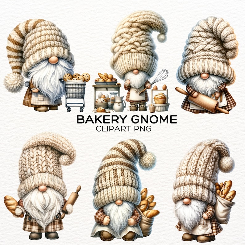 Bakery Gnome Watercolor Clipart, Bakery Gnome Clipart, Baker Gnome ...