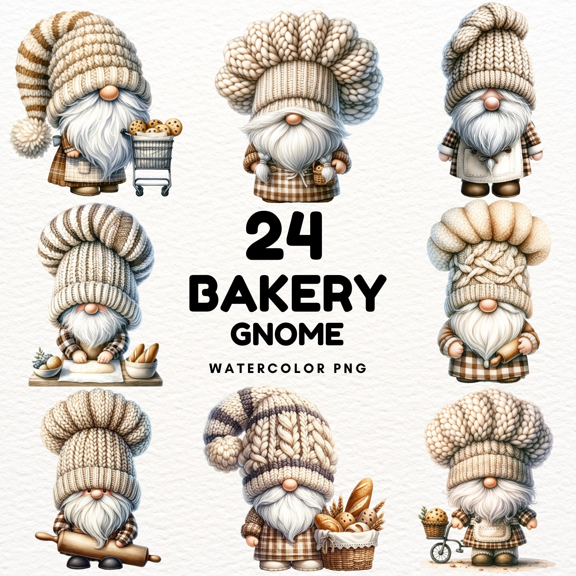 Bakery Gnome Watercolor Clipart, Bakery Gnome Clipart, Baker Gnome ...