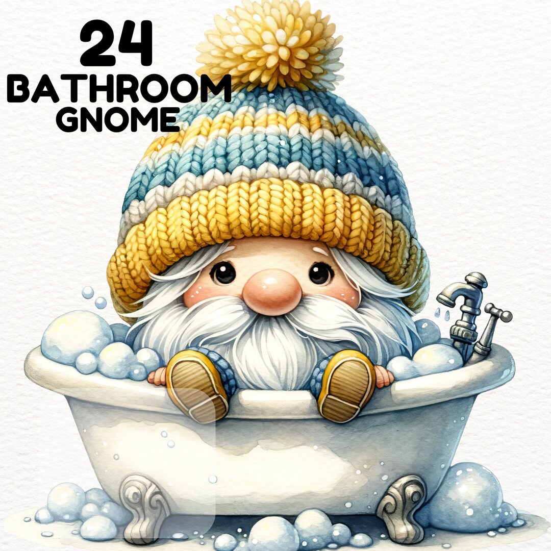 Watercolor Bathroom Gnome Clipart PNG, Bathroom Gnome Clipart PNG ...