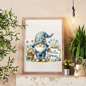 Hello Spring Gnome Clipart Bundle, Garden Clipart, Hello Spring Gnome ...