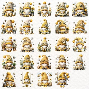 Watercolor Bee Gnomes Clipart, Gnome Bee Clipart, Bee Clipart, Bee ...