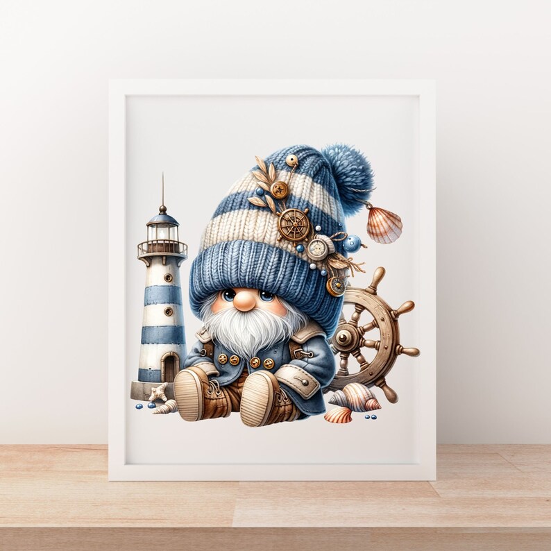 Watercolor Lighthouse Gnome Clipart Bundle, Nautical Gnome Clipart ...
