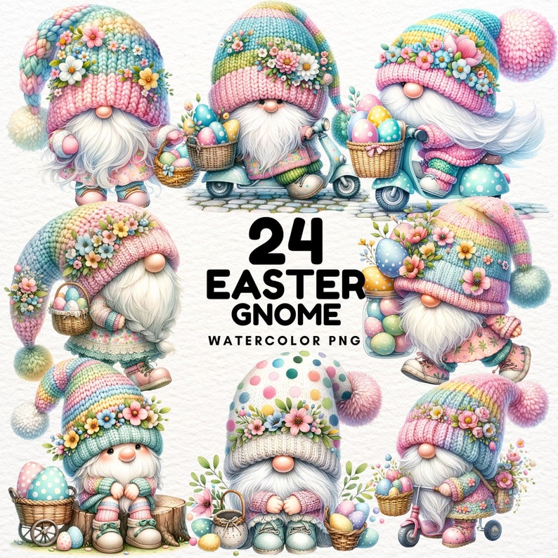Easter Egg Gnome Clipart, Cute Gnome PNG, Gnome Sublimation, Gnome ...