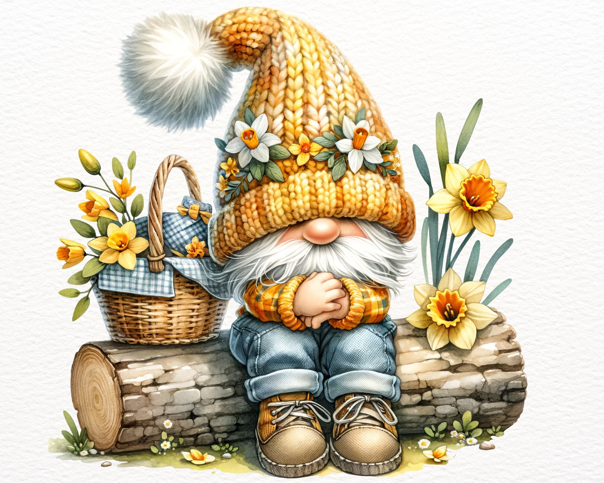 Watercolor Gnome Clipart Bundle Png, Spring Gnome Png, Spring Floral ...